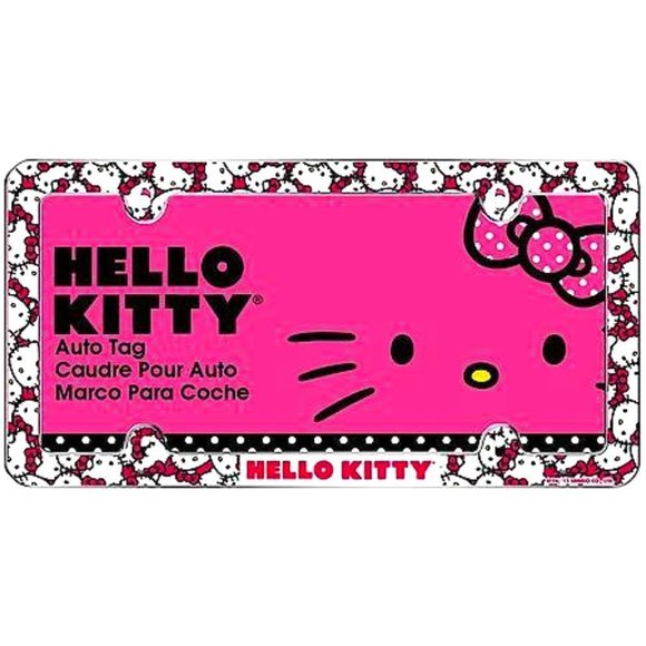 Hello Kitty | Accessories | Hello Kitty Pink Chrome Bow License Plate ...